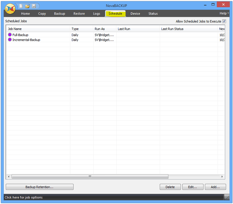 How to set up an automatic backup using NovaBACKUP