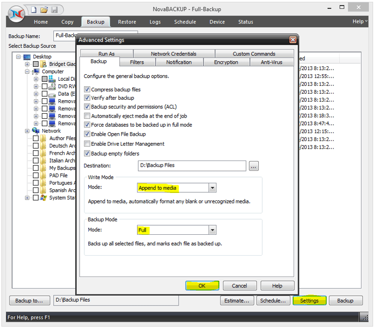 How to set up an automatic backup using NovaBACKUP