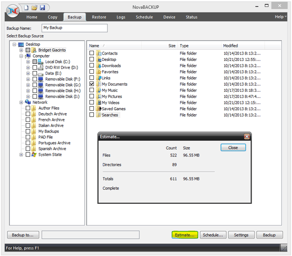 How to set up an automatic backup using NovaBACKUP