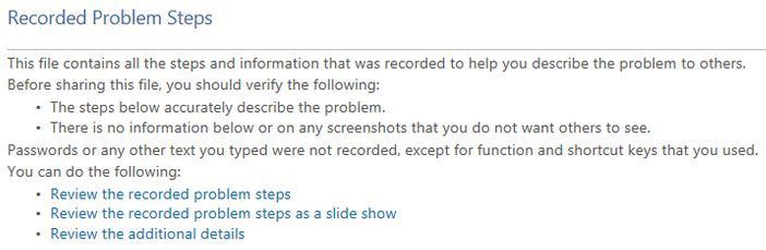 Problem Steps Recorder